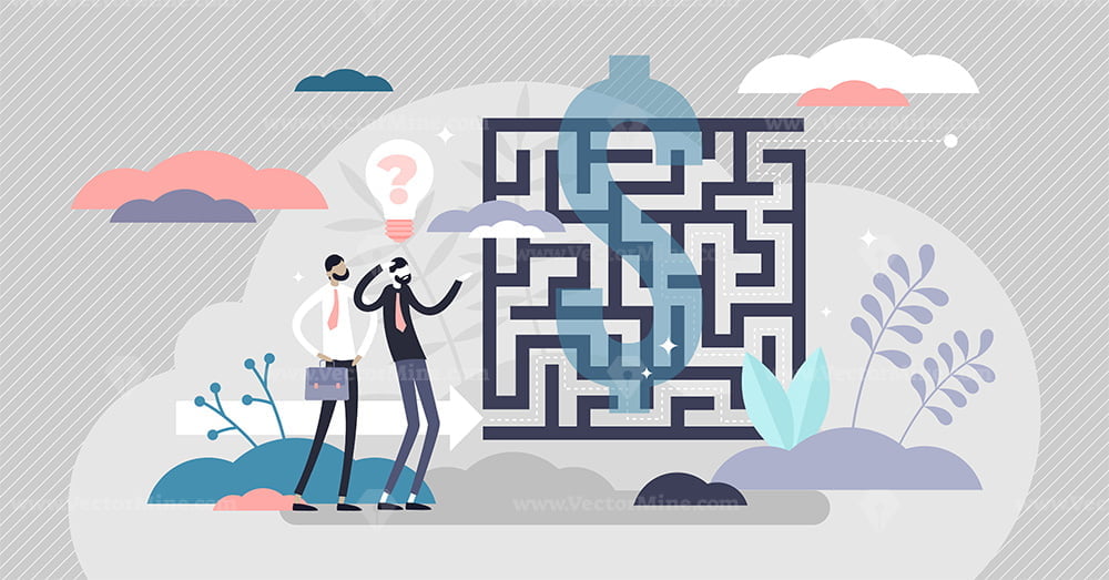 Business maze concept, flat tiny person vector illustration – VectorMine