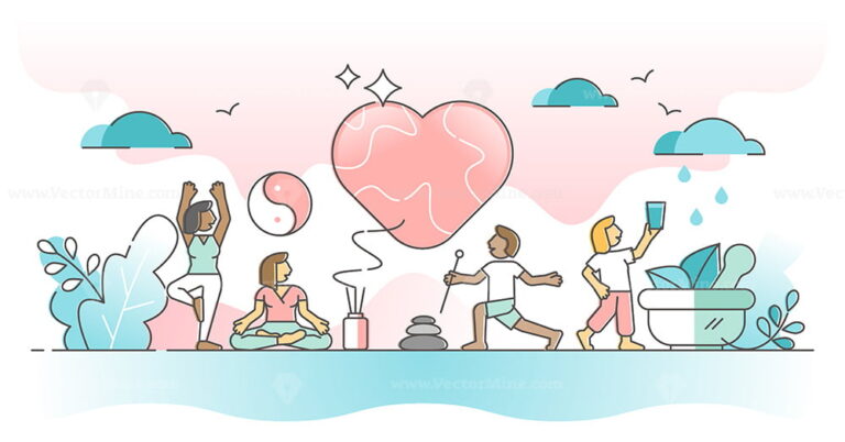 Holistic health as overall body care or spiritual balance tiny person ...