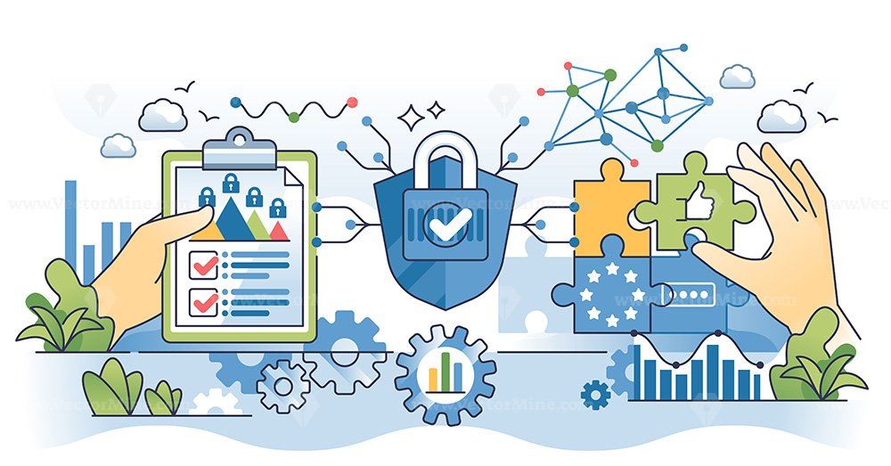 Data governance strategy with precise process planning outline hands ...