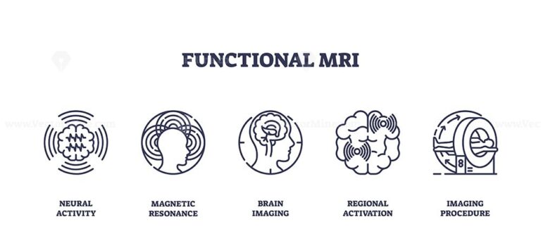 Functional MRI icons show neural activity, brain imaging, and MRI ...