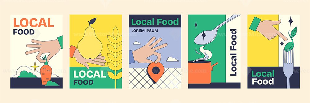 Local food poster with hands, fruit, and utensils, showcasing ...