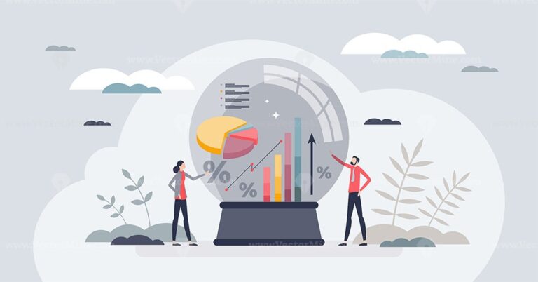Predictive modeling and future data prediction or analysis outline diagram – VectorMine
