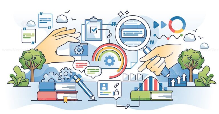 Thematic analysis for qualitative data research outline hands concept ...
