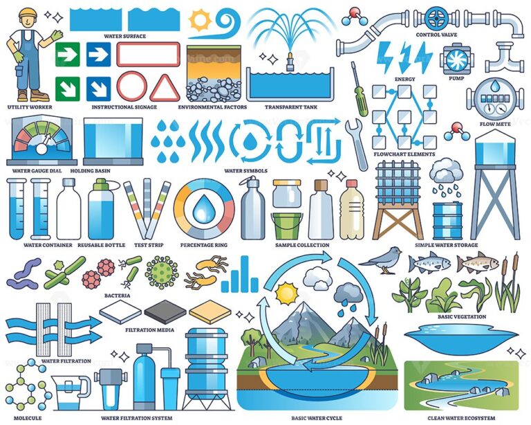 Water management and sustainable nature resources usage outline hands ...